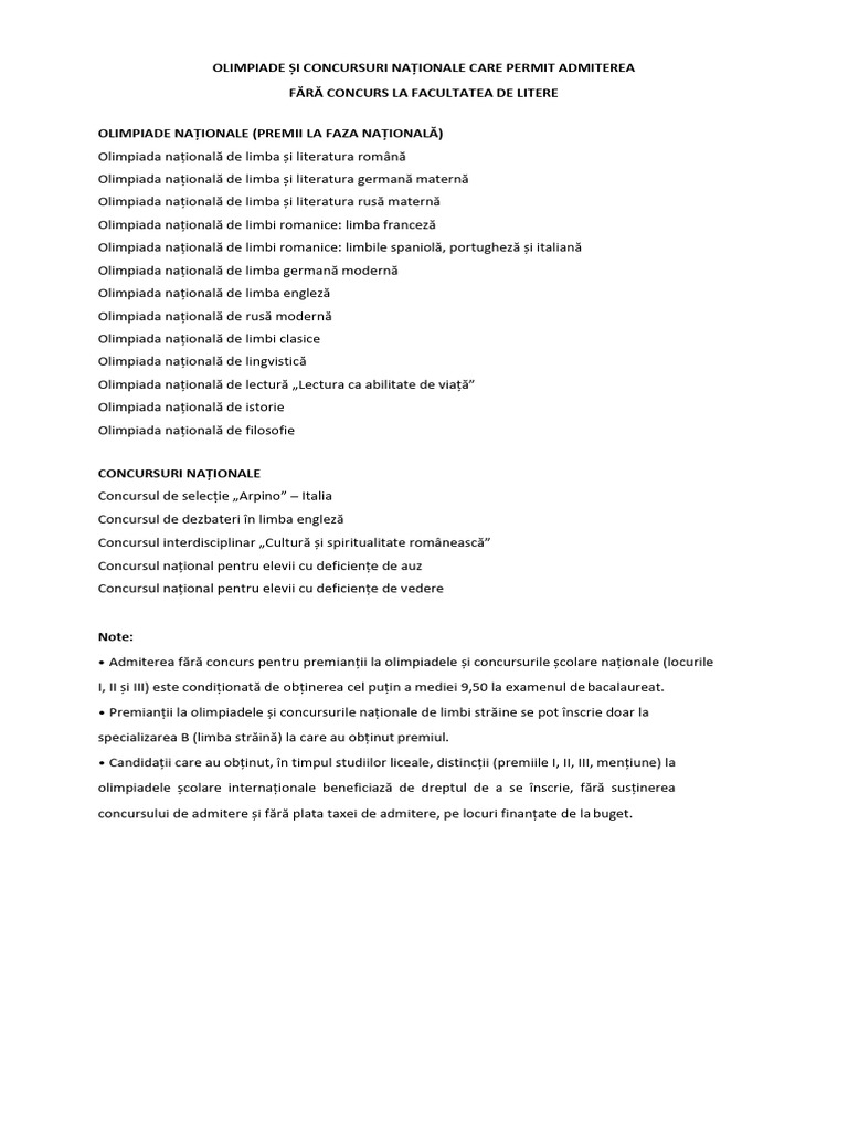 Olimpiade Si Concursuri Nationale 2024 | PDF
