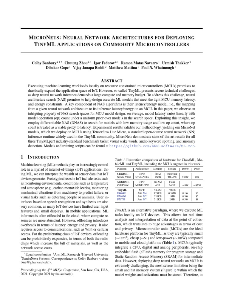 MLSys 2021 Micronets Neural Network Architectures For Deploying Tinyml ... MLSys 2021 Micronets Neural Network Architectures For Deploying Tinyml ...