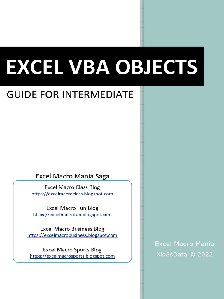 Excel VBA Objects Guide For Intermediate | PDF Excel VBA Objects Guide For Intermediate | PDF
