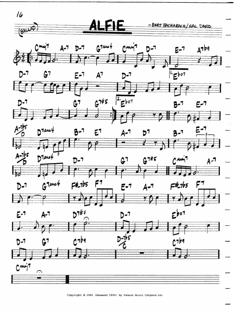 Alfie Lead Sheet | PDF