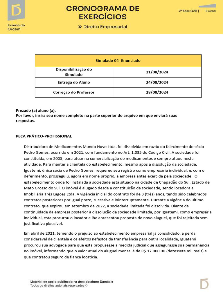 Enunciado - Simulado 04 | PDF