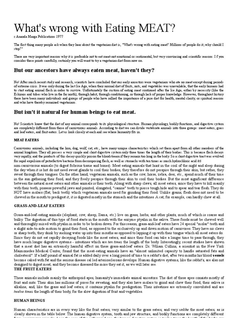 Reasons Against Eating Meat | PDF | Vegetarianism | Meat