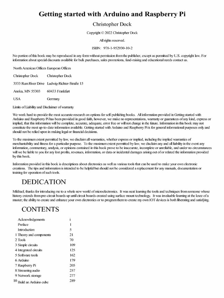 Dock C. Getting Started With Arduino and Raspberry Pi 2022 | PDF