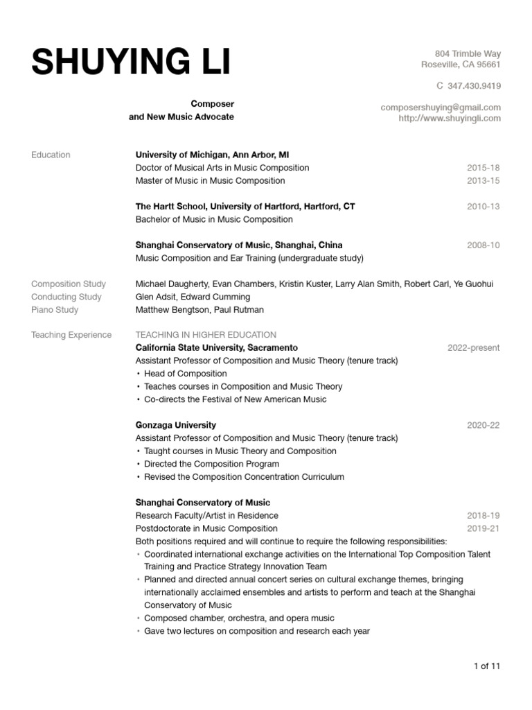 Shuying Li Curriculum Vitae | PDF