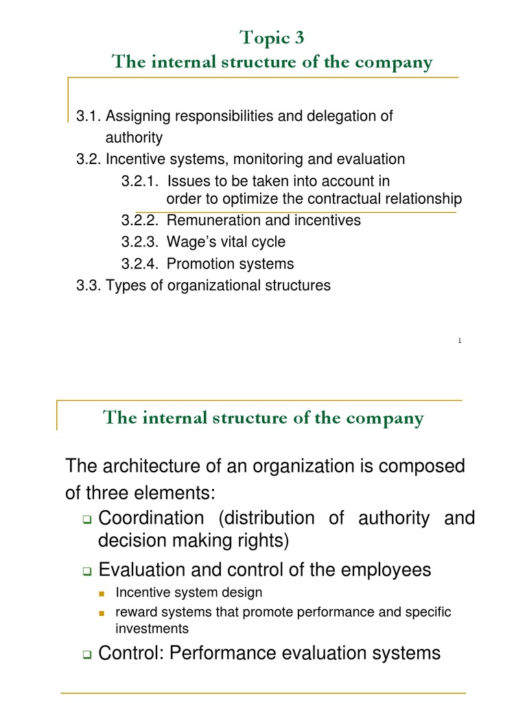 Topic 3 The Internal Structure of The Company | PDF | Organizational ...