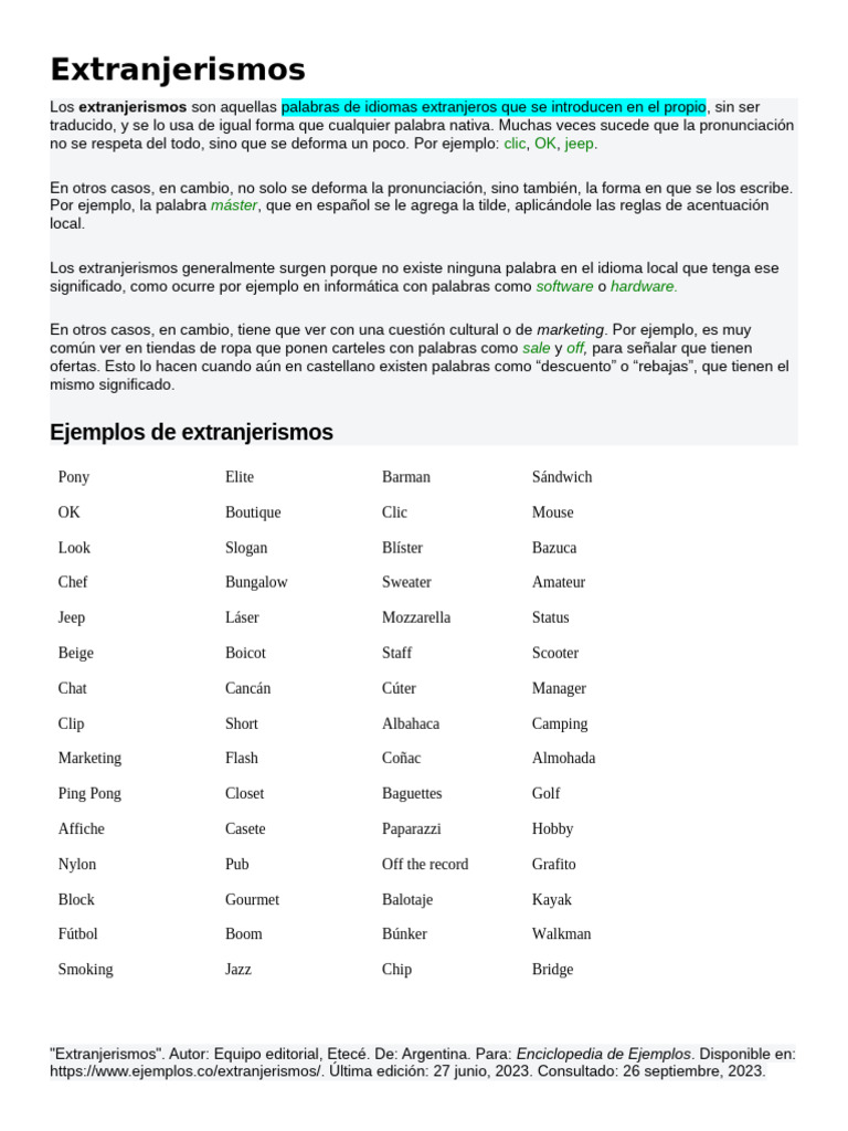 Extranjerismos | PDF