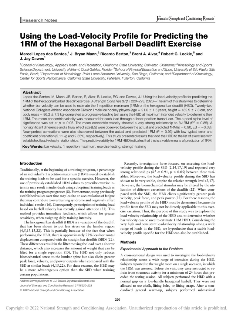 Using The Load Velocity Profile For Predicting The.31 | PDF