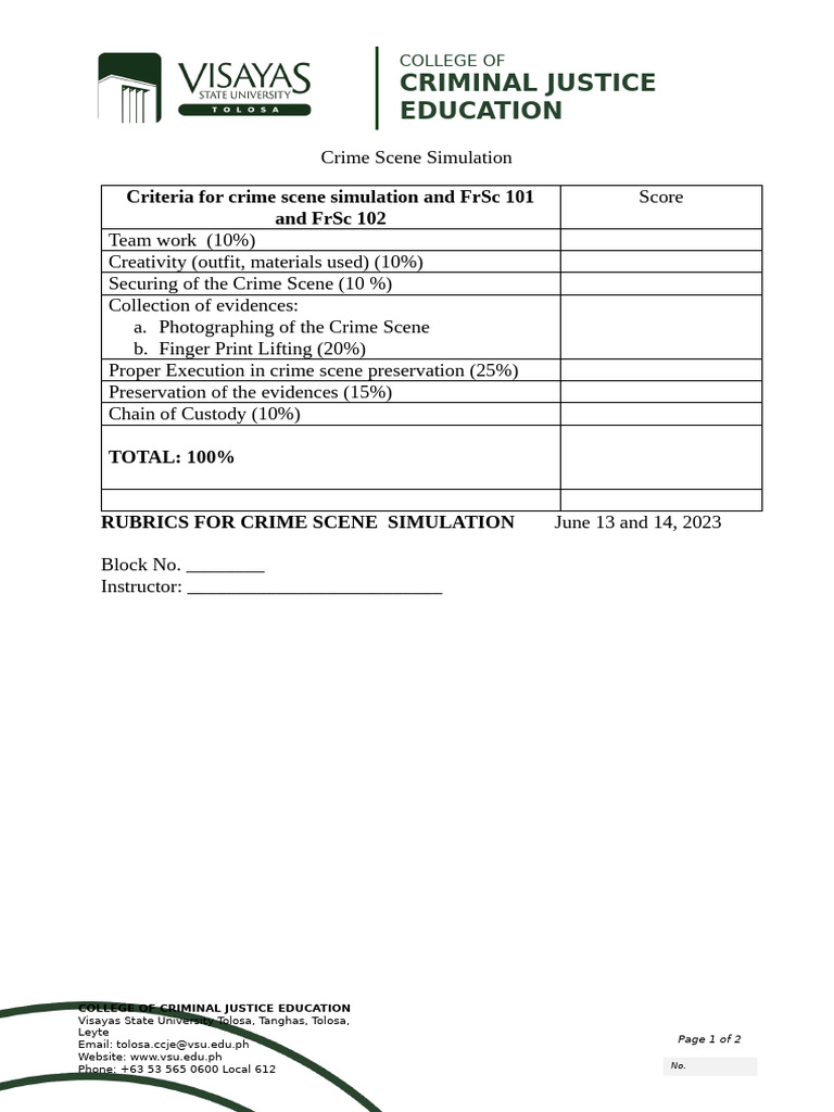 Crime-Scene-Simulation-Rubrics | PDF