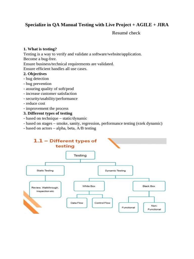 Specialize in QA Manual Testing With Live Project | PDF