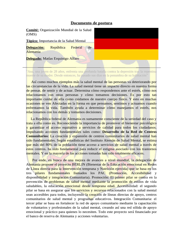Documento de postura-ALEMANIA | PDF