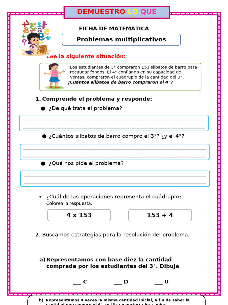 Ficha Mate - Problemas de Multiplicación | PDF