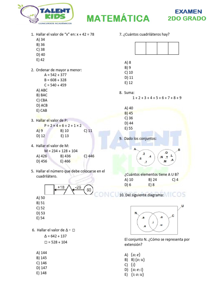 Examen 2do Grado | PDF