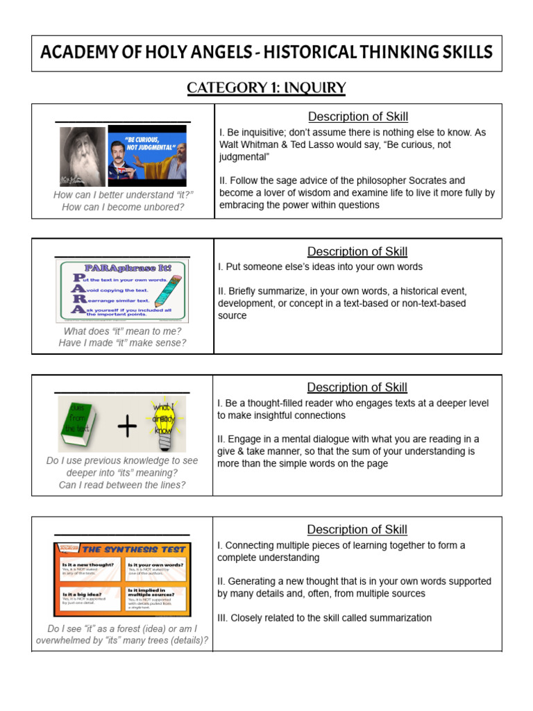 NOTE GUIDE - Historical Thinking Skills (AI-2024) DeCrans | PDF