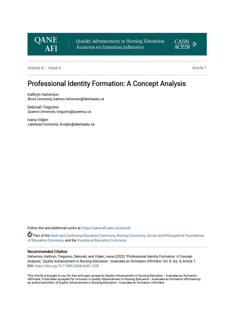 Professional Identity - A Concept Analysis | PDF | Identity (Social Science) | Career & Growth