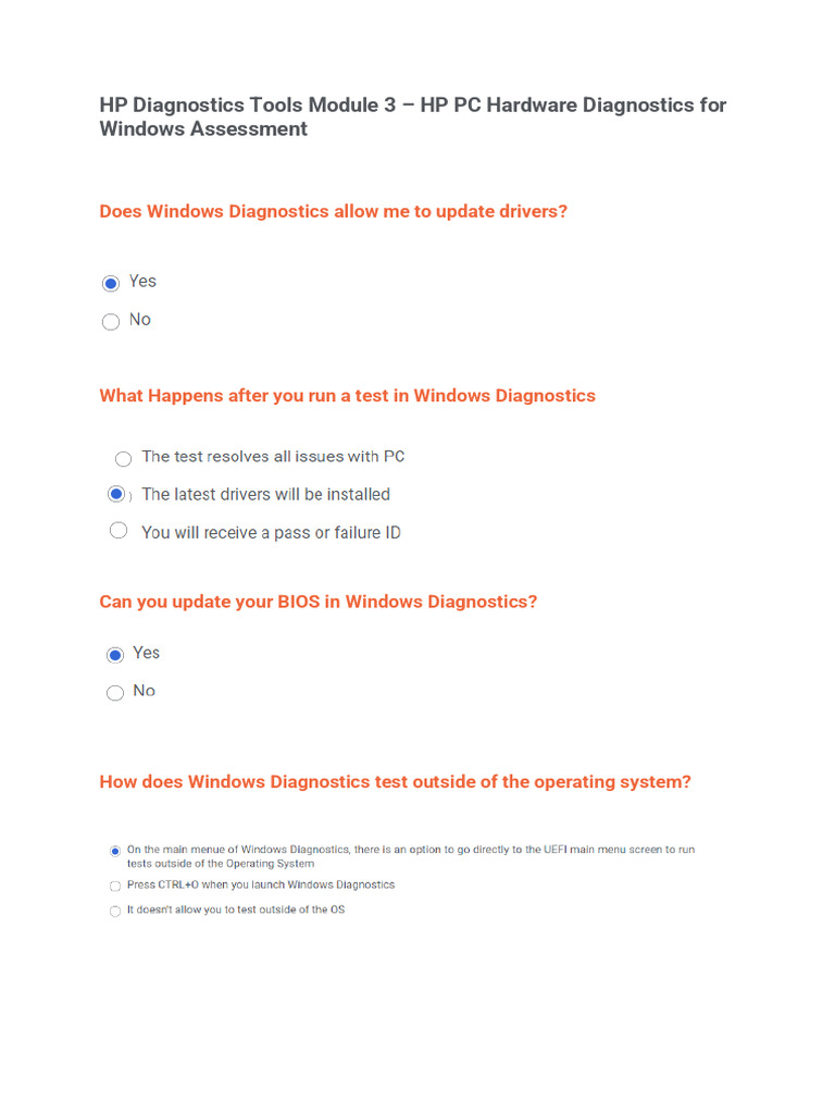HP Diagnostics Tools Module 3 - HP PC Hardware Diagnostics For Windows ...