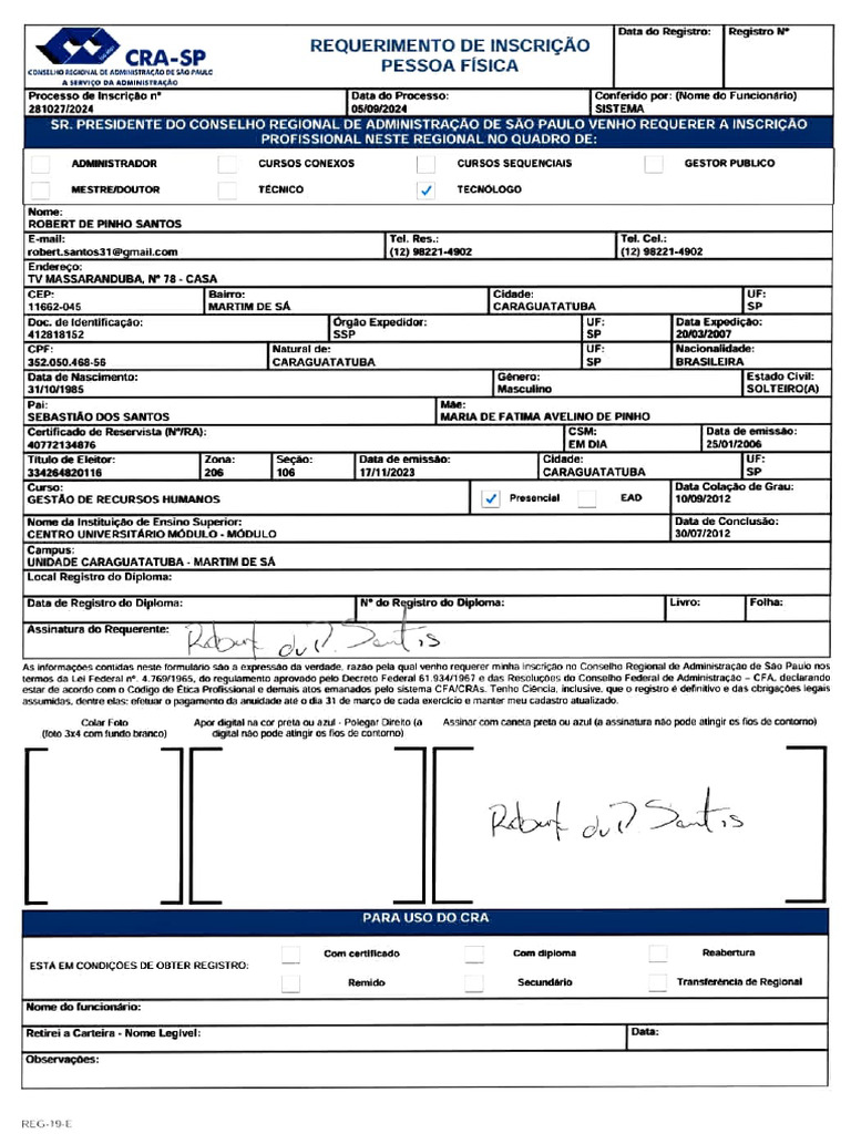 Requerimento CRA | PDF