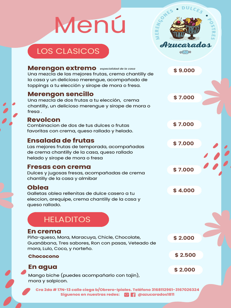 Menu Azucarados | PDF