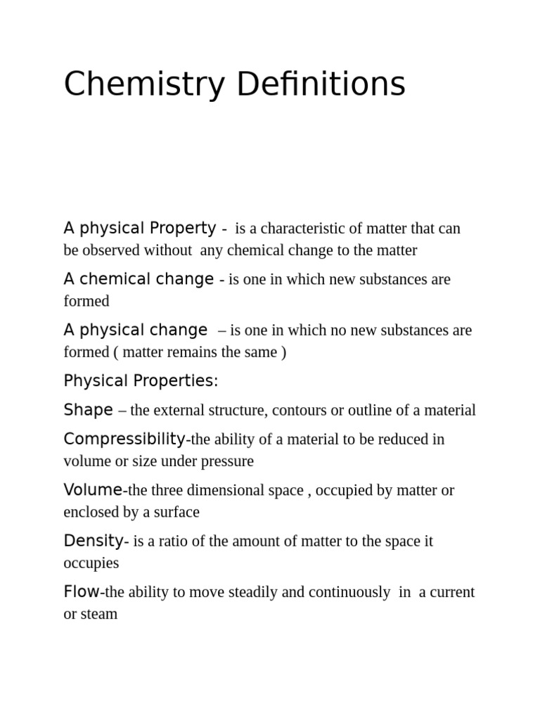 Chemistry Definitions | PDF