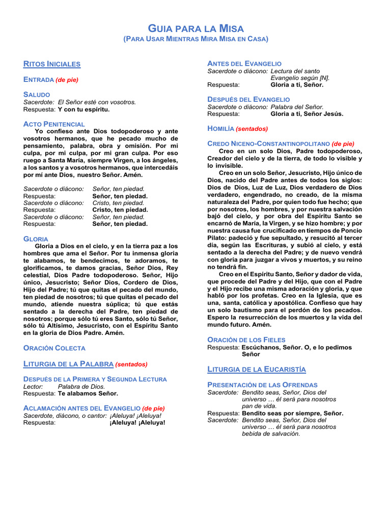 Guia para La Misa en Casa | PDF | eucaristía | Religión y espiritualidad