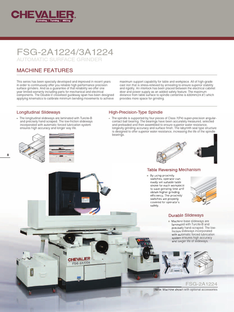 Chevalier FSG-3A1224 Automatic Surface Grinder Machine Specifications | PDF