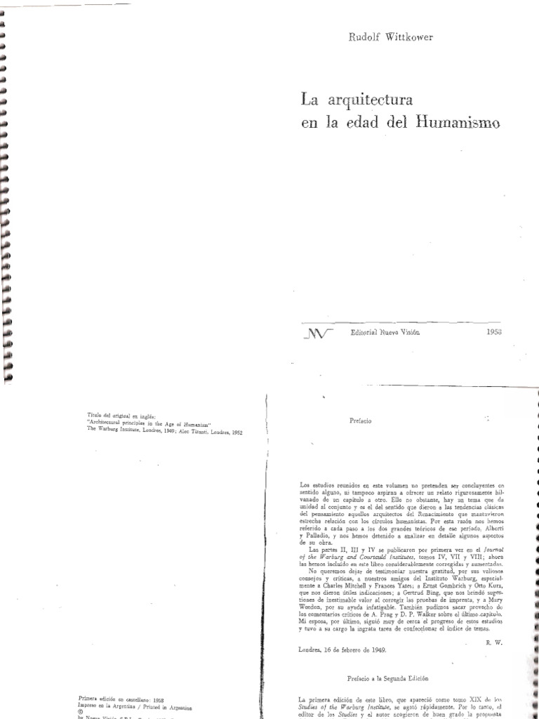 Wittkower, Rudolf - La Arquitectura en La Edad Del Humanismo | PDF