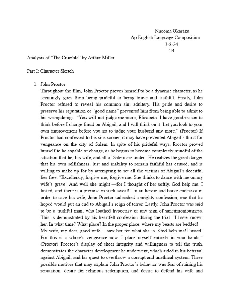 Analysis of "The Crucible" by Arthur Miller | PDF | Mystery, Thriller ...