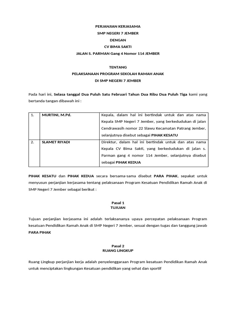Mou CV Bima Sakti | PDF