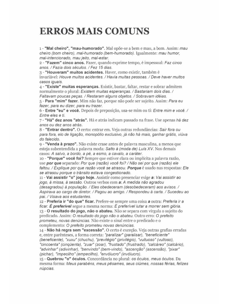 100 ERROS COMUNS de Escrita | PDF