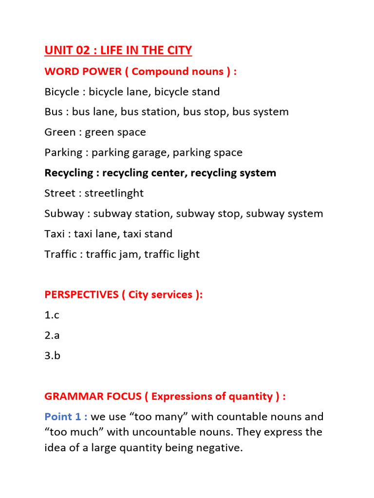 B1 Unit 2 Life in The City | PDF