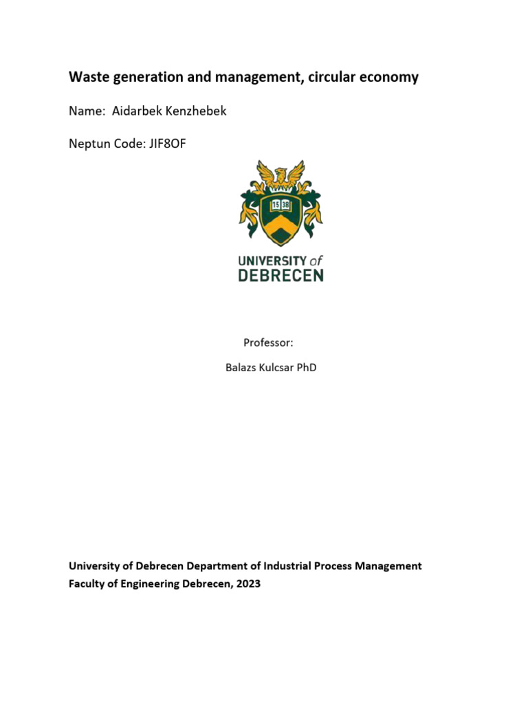 Waste Generation and Management, Circular Economy | PDF