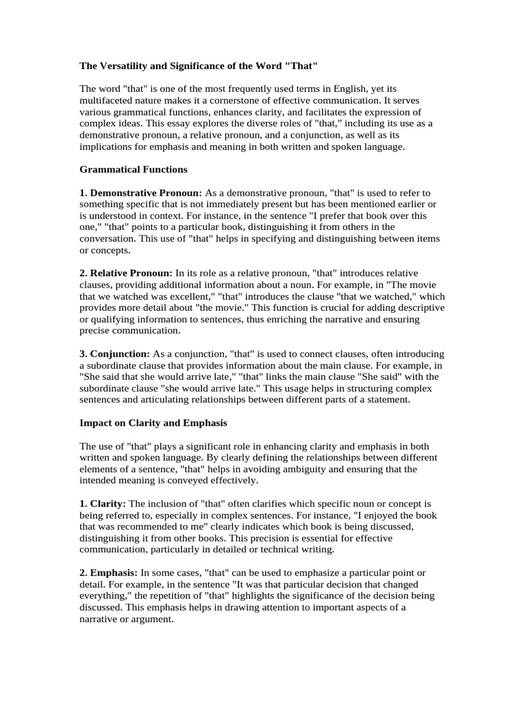 The Versatility and Significance of The Word | PDF