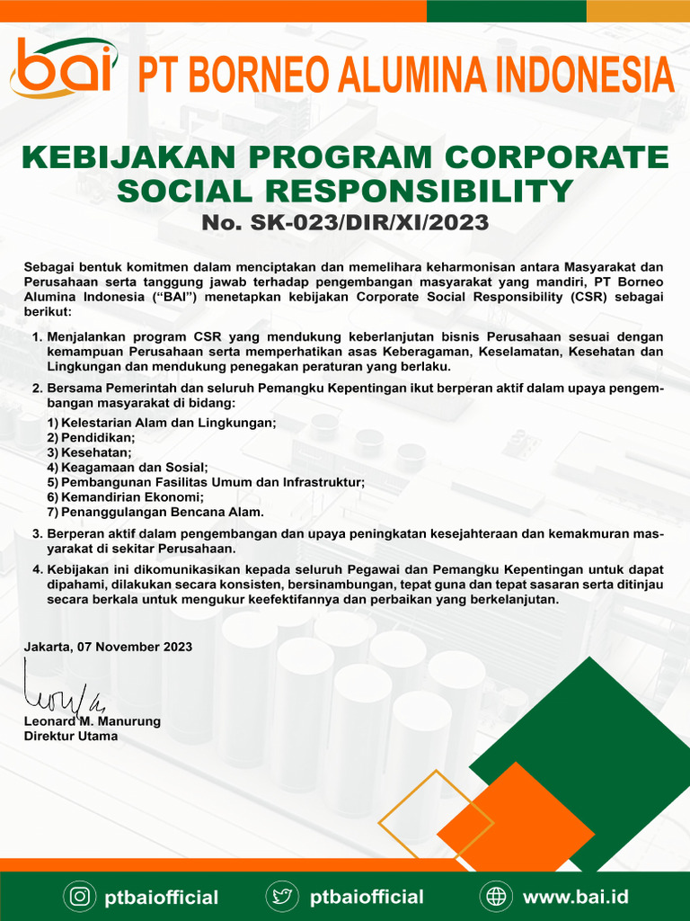 Kebijakan CSR | PDF