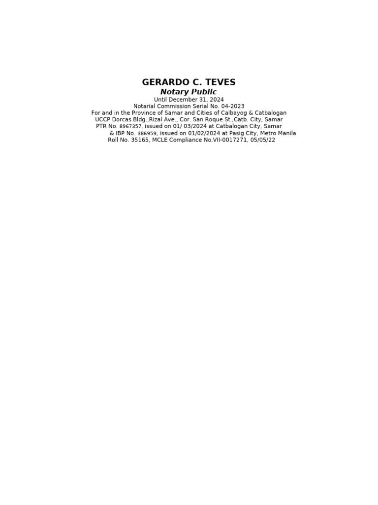Atty. Gerardo C. Teves Notarial 2024 | PDF