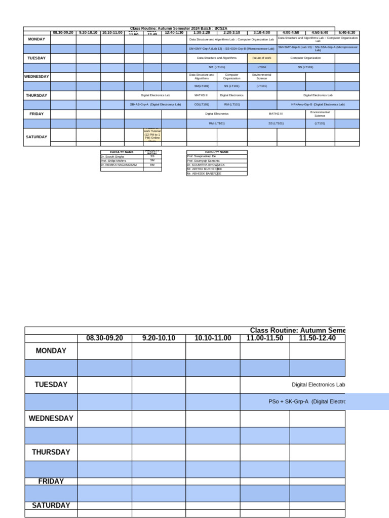 1.1 2nd Year CSE Batchwise Routine - Autumn - 06.09.2024 | PDF