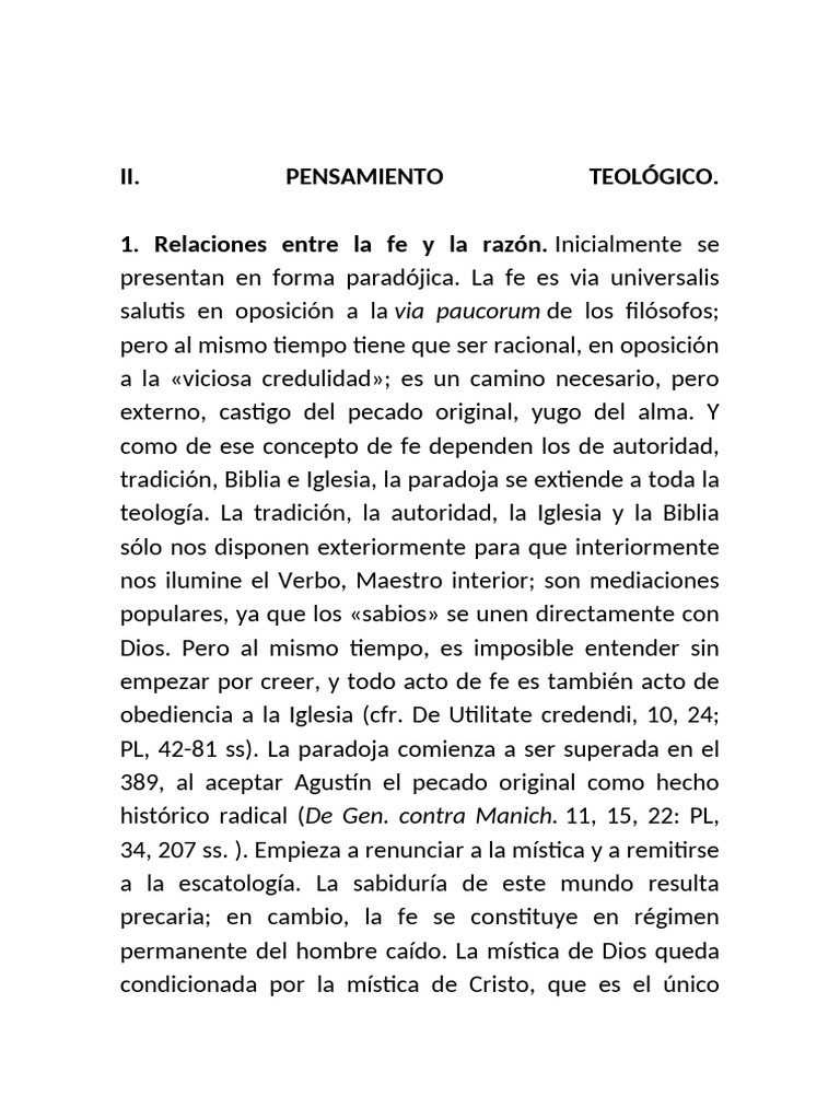 Pensamiento Teologico San Agustin | PDF