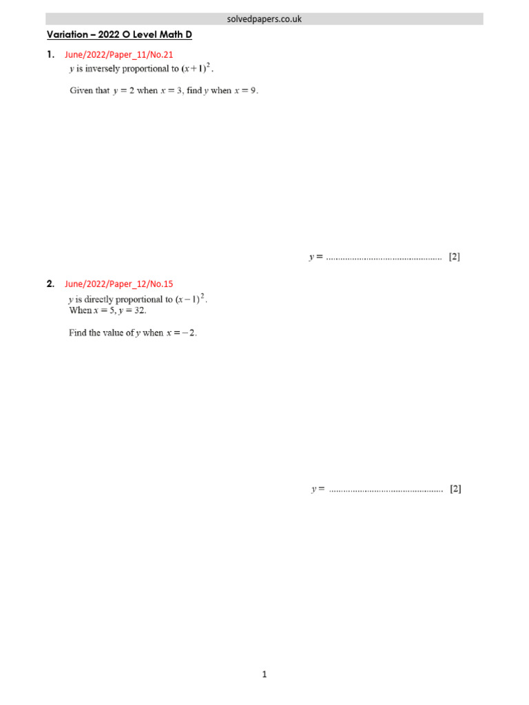 2022 Variation O Level 4024 | PDF