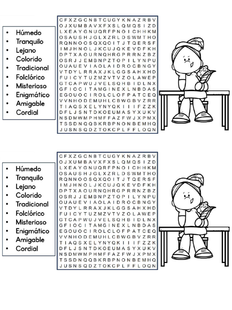 Sopa de Letras Adjetivos | PDF