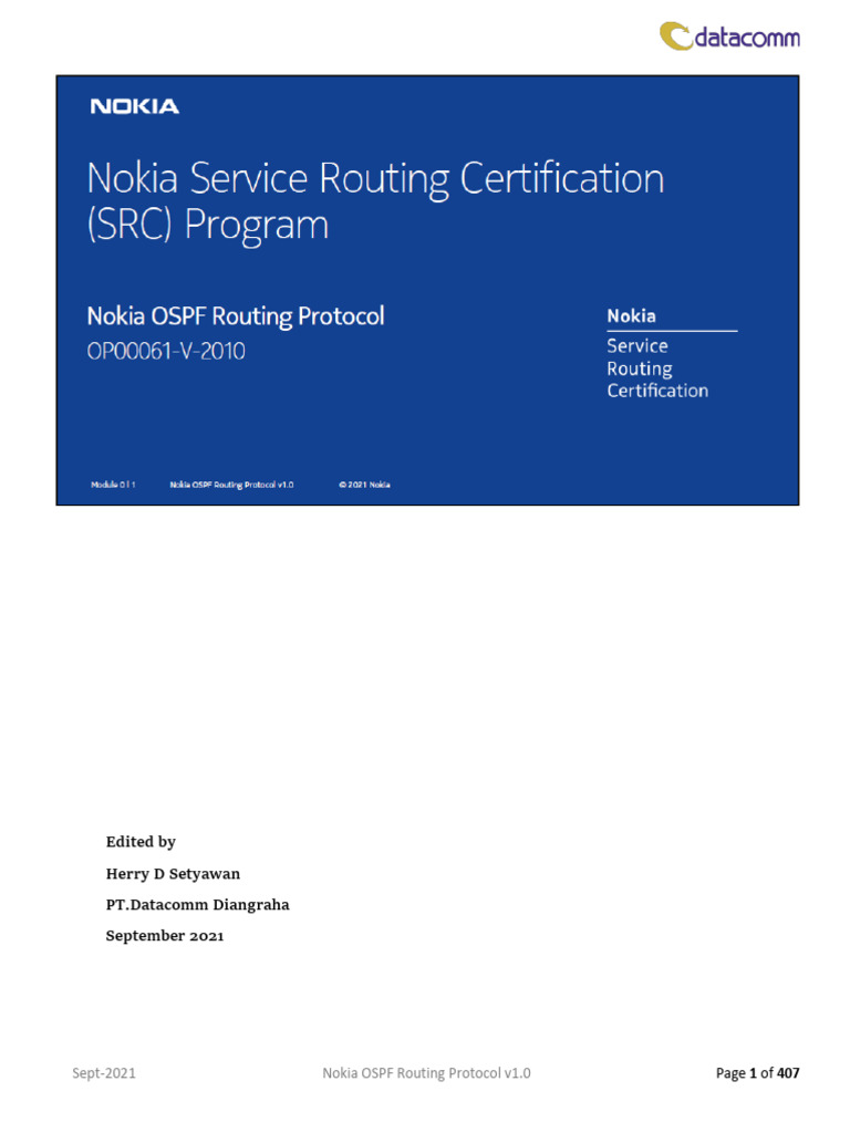 OSPF Routing Protocol v1.0 - Student Guide 2021 | PDF