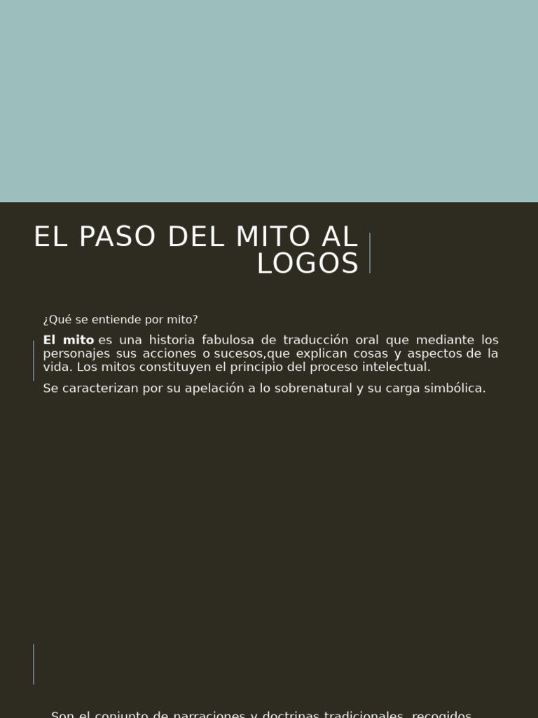 El Paso Del Mito Al Logos | PDF