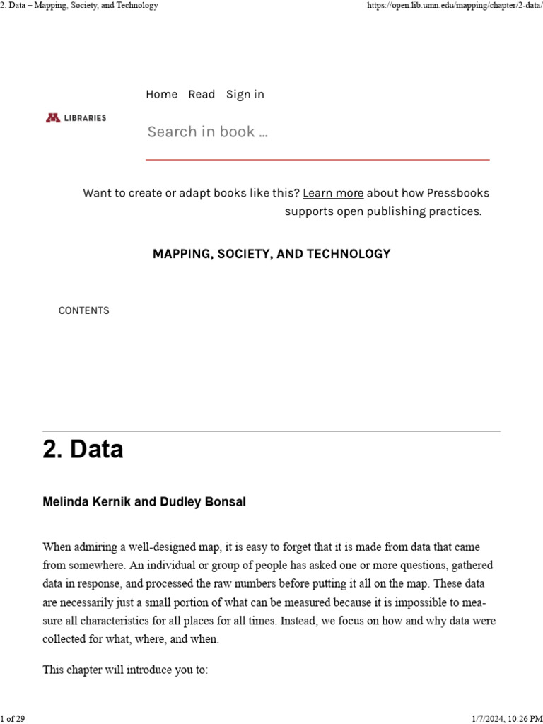 Data - Mapping, Society, and Technology | PDF