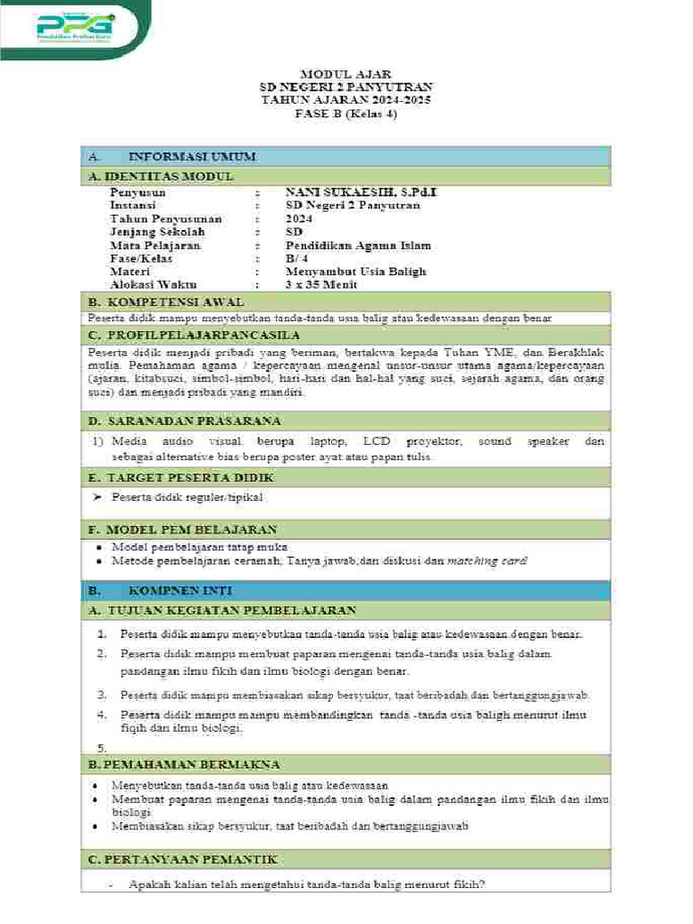 RPP - Nani Sukaesih PBL 1 | PDF