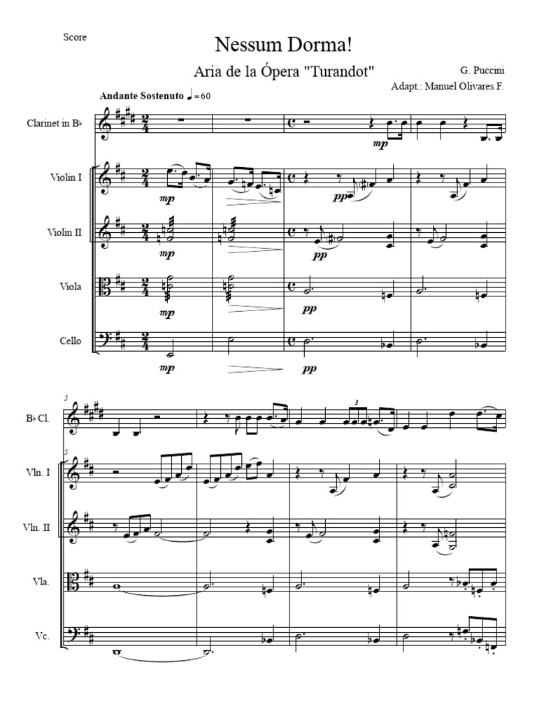 Nessum Dorma SP 2018 Full Score | PDF | Orquestas | Grupos de musica clasica