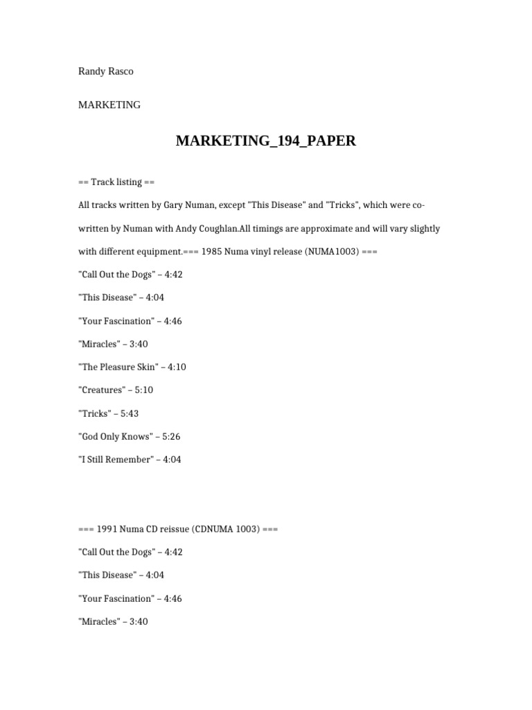 Marketing 194 Paper | PDF