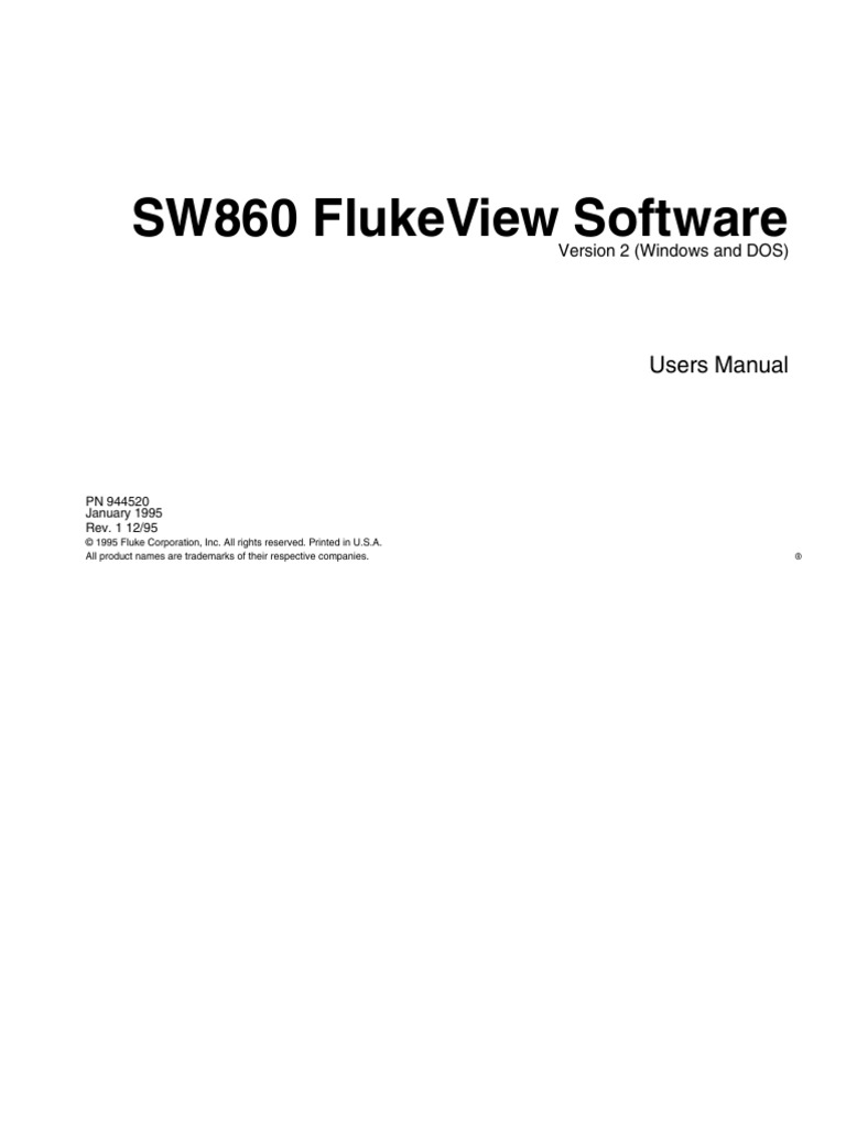 Sw860 Flukeview Software: Users Manual | PDF