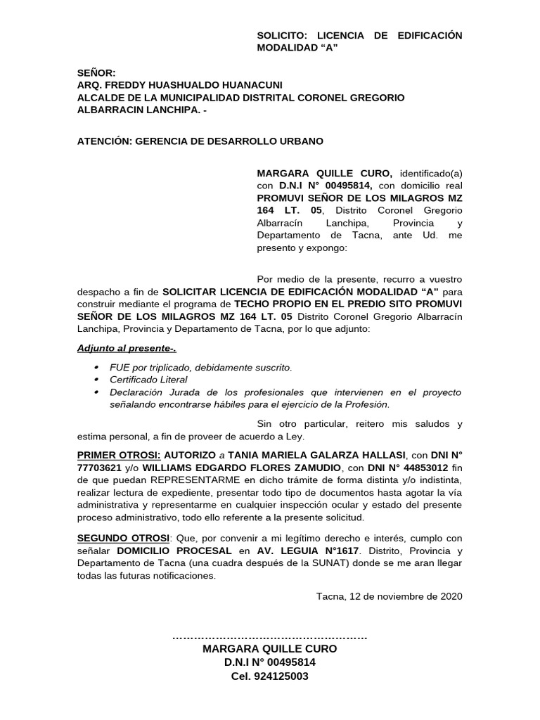 Solicitud de LICENCIA DE EDIFICACION | PDF