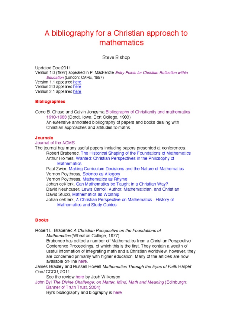 Christian Mathematics Bibliography | PDF | Teaching Mathematics | Science