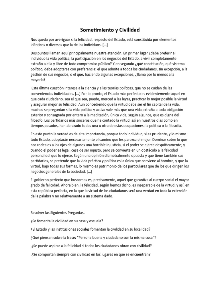 Sometimiento y Civilidad | PDF