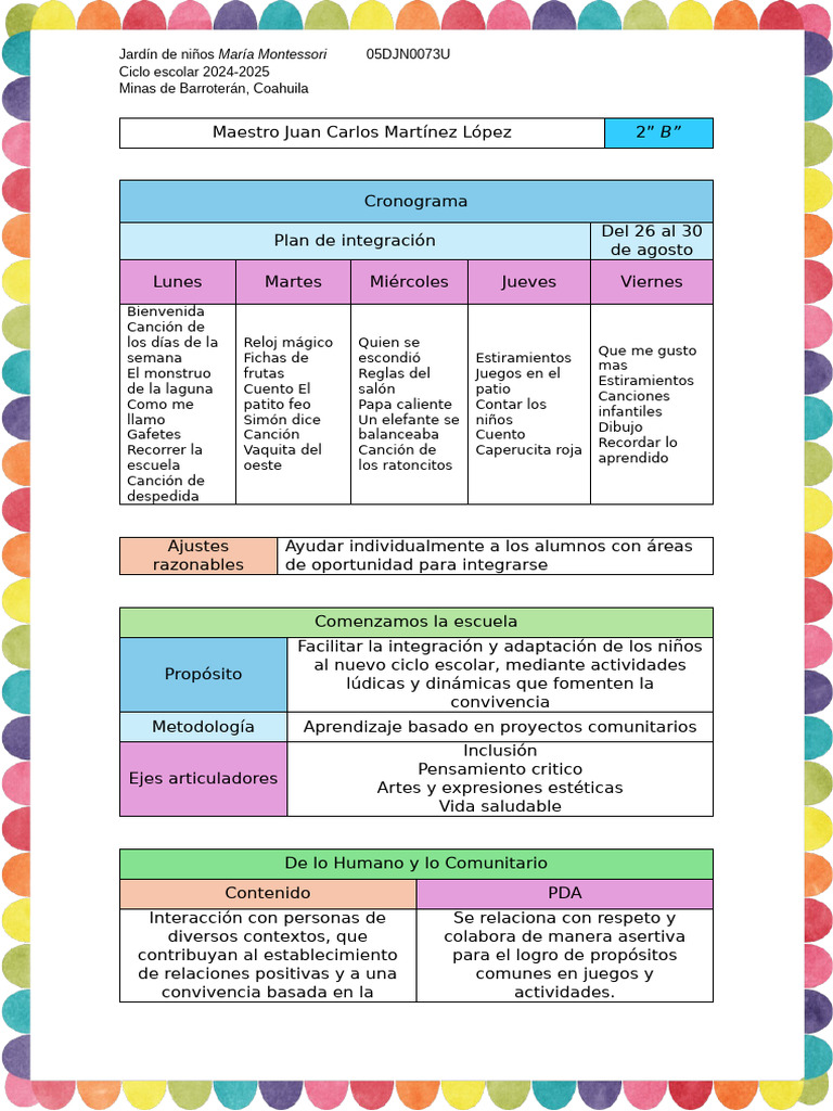 Planeación para inicio de clases | PDF