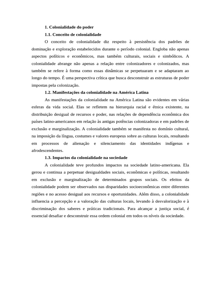 O Que É Colonialidade Do Poder, Eurocentrismo e América Latina | PDF