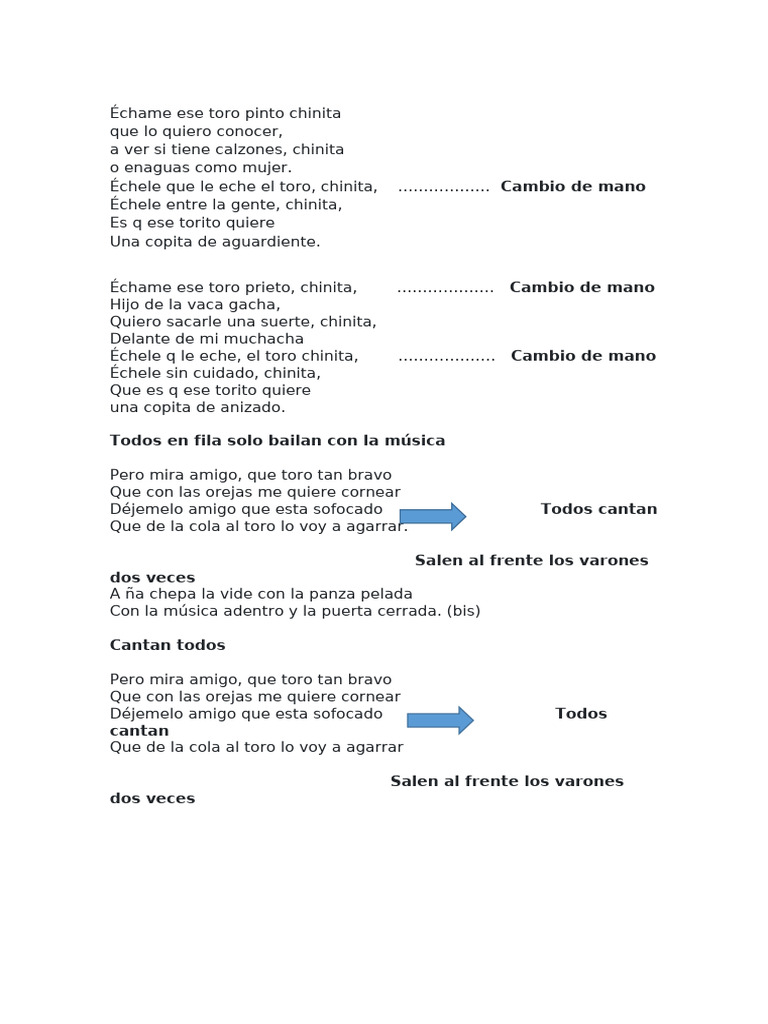 Échame Ese Toro Pinto Chinita 2023 Irving | PDF